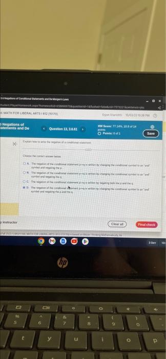Solved 3.6 Negations of Conditional Statements and De | Chegg.com