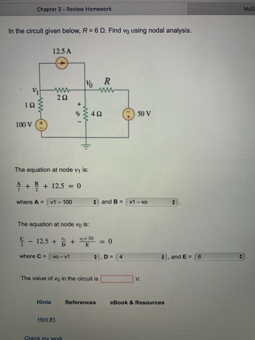 Solved Chapter 3 - Review Homework McG In the circuit given | Chegg.com