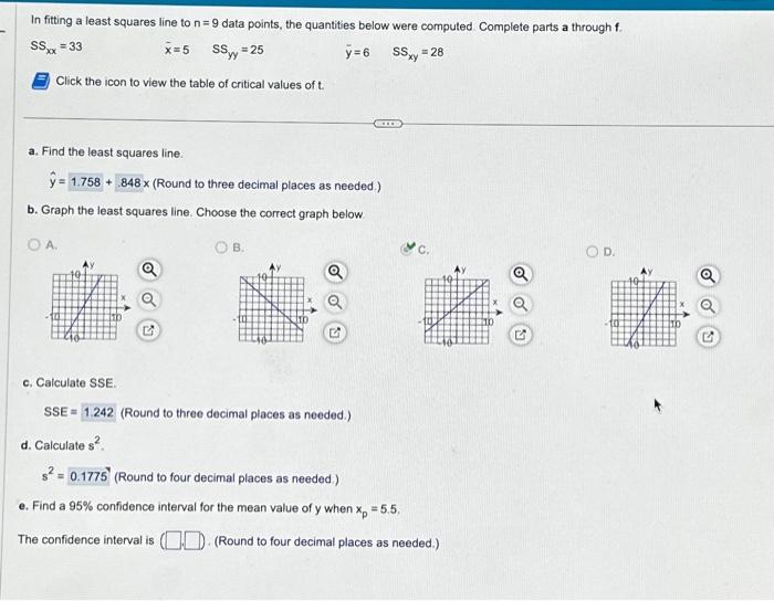 Solved In fitting a least squares line to n=9 data points, | Chegg.com