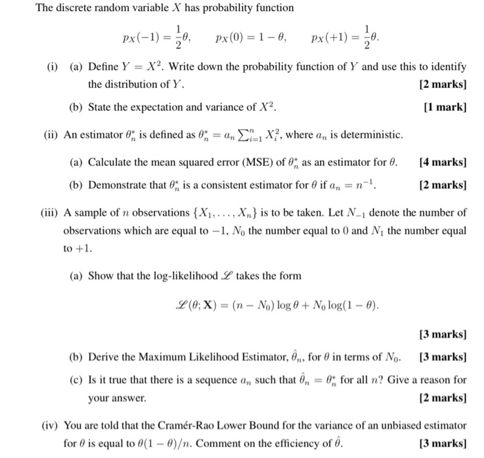 Solved The discrete random variable X has probability | Chegg.com