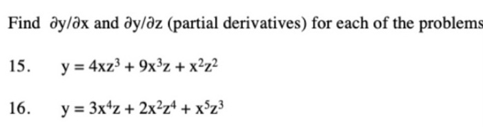 Solved Find dylax and dylaz (partial derivatives) for each | Chegg.com