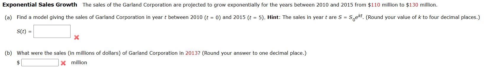 Solved Exponential Sales Growth The sales of ﻿the Garland | Chegg.com