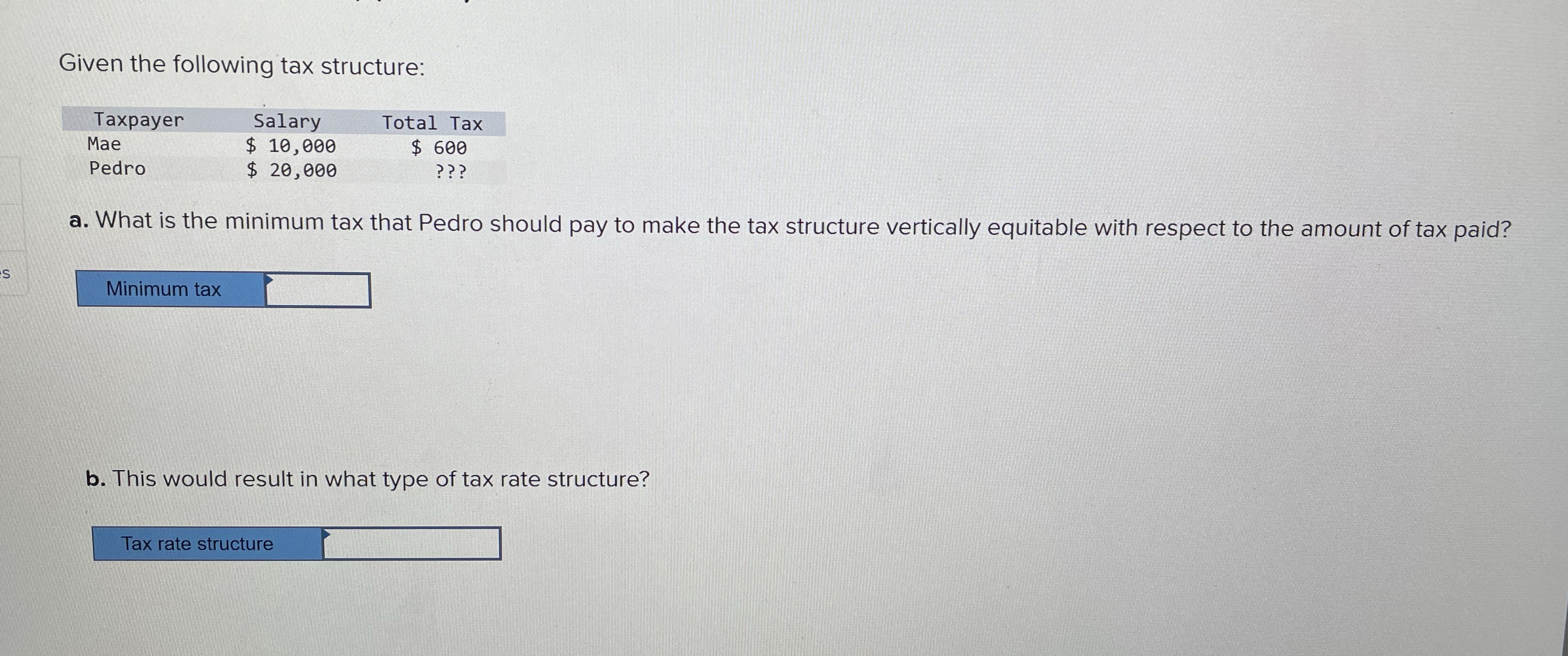 Solved Given the following tax structure:a. ﻿What is the | Chegg.com