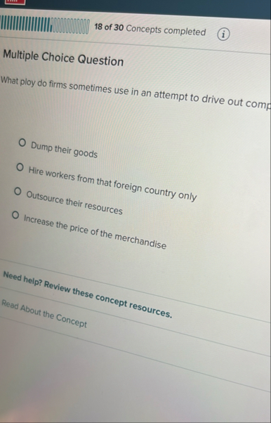 Solved 18 ﻿of 30 ﻿Concepts completedMultiple Choice | Chegg.com