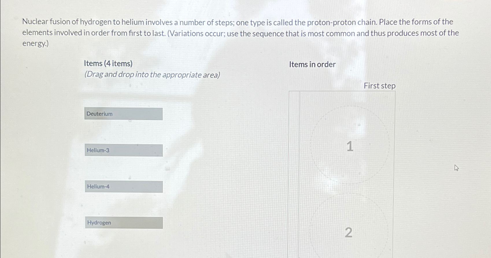 Solved Nuclear fusion of hydrogen to helium involves a | Chegg.com