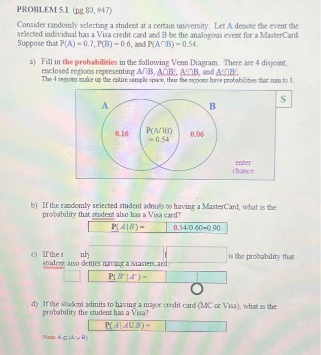 Solved PROBLEM 5.1 (pg 80, #47) Consider randomly selecting | Chegg.com