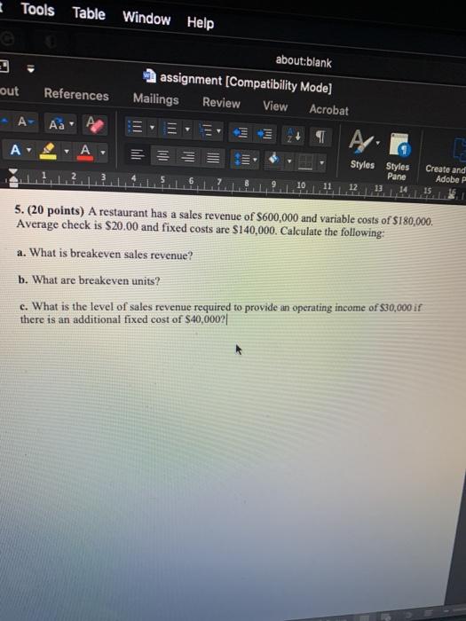Solved Tools Table Window Help about:blank assignment | Chegg.com