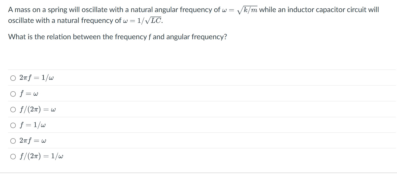 Solved A mass on a spring will oscillate with a natural | Chegg.com