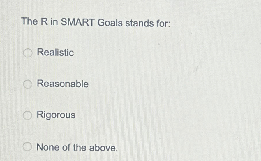 Solved The R ﻿in SMART Goals stands | Chegg.com