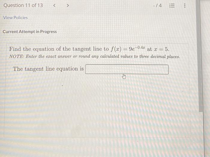 Solved Current Attempt in Progress Find the equation of the | Chegg.com