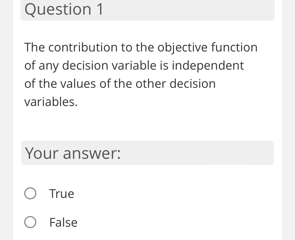 Solved Question 1The contribution to the objective function | Chegg.com