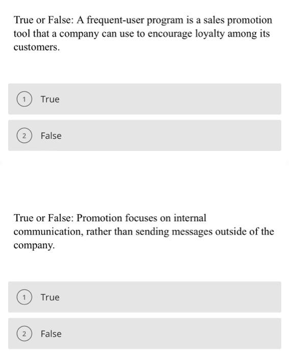 Solved 1.All one part. Answer full part. True or False: | Chegg.com