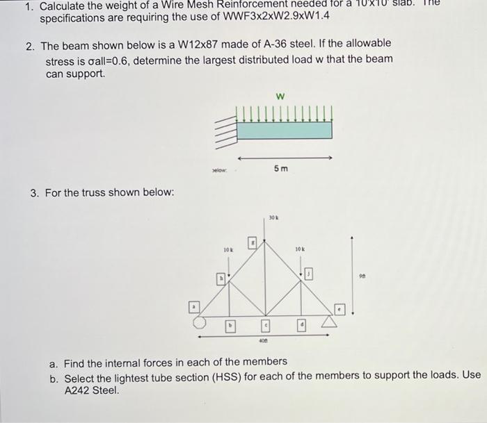 Solved 1. Calculate the weight of a Wire Mesh Reinforcement | Chegg.com