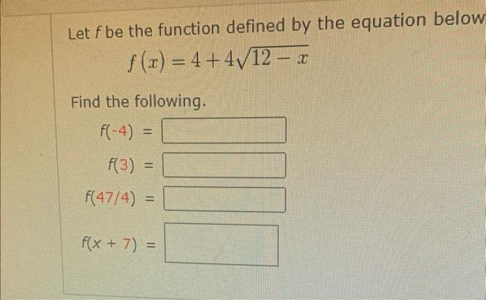 Solved Let f be the function defined by the equation below | Chegg.com