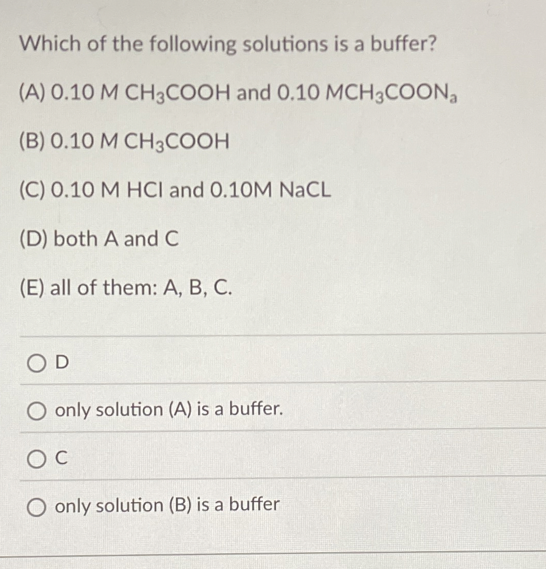 Solved Which of the following solutions is a | Chegg.com