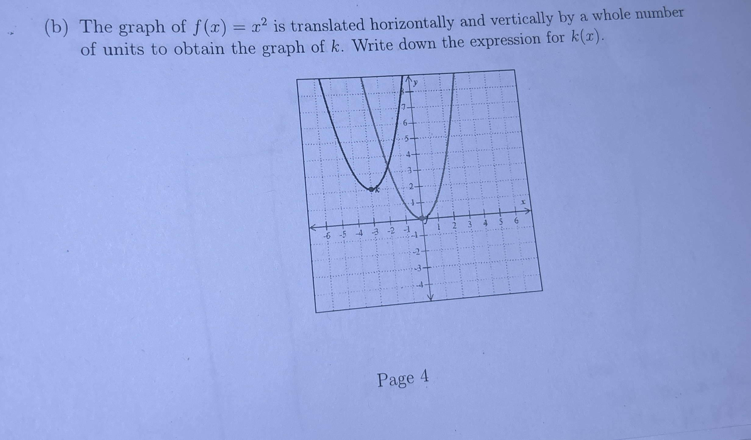 Solved (b) ﻿The graph of f(x)=x2 ﻿is translated horizontally | Chegg.com