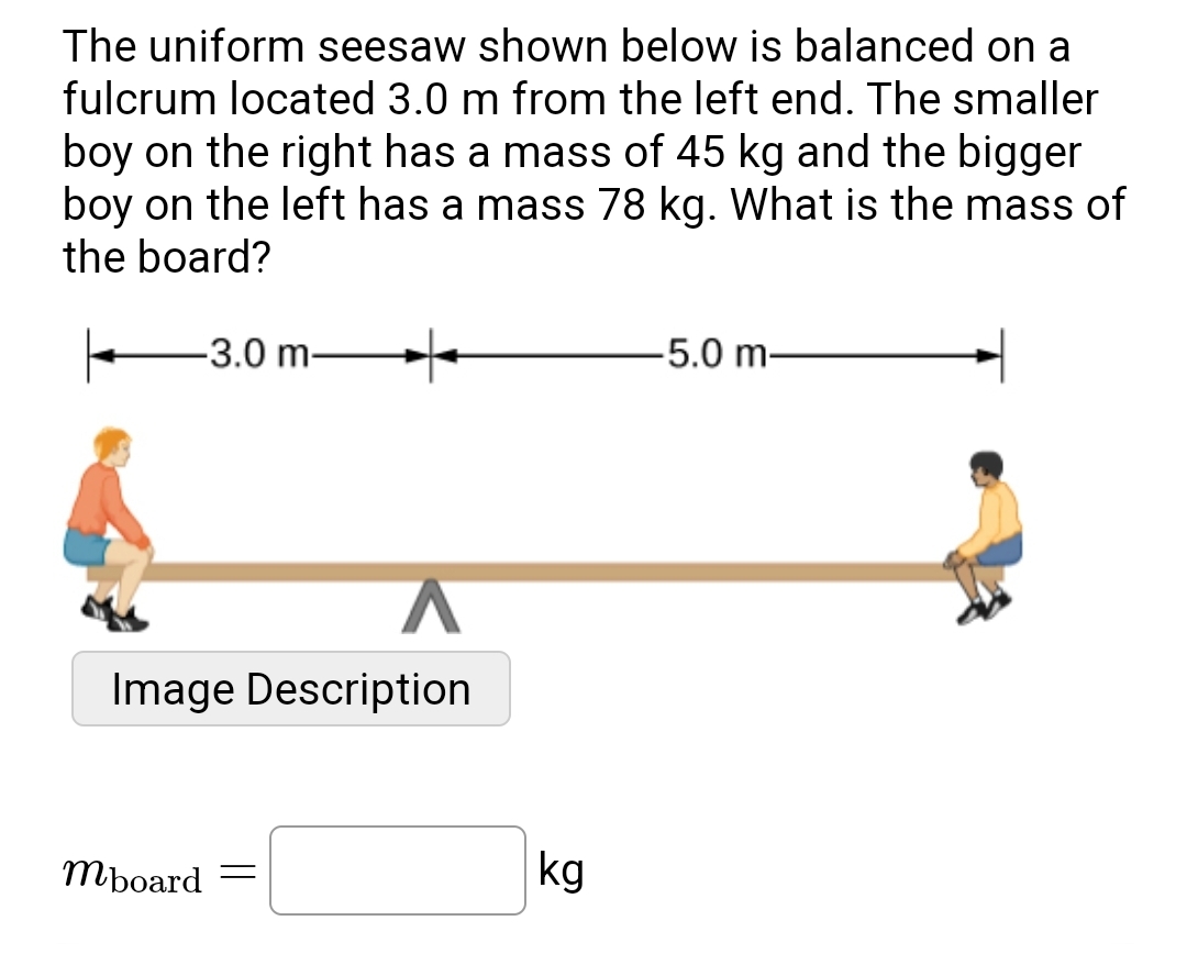 Solved The uniform seesaw shown below is balanced on a | Chegg.com