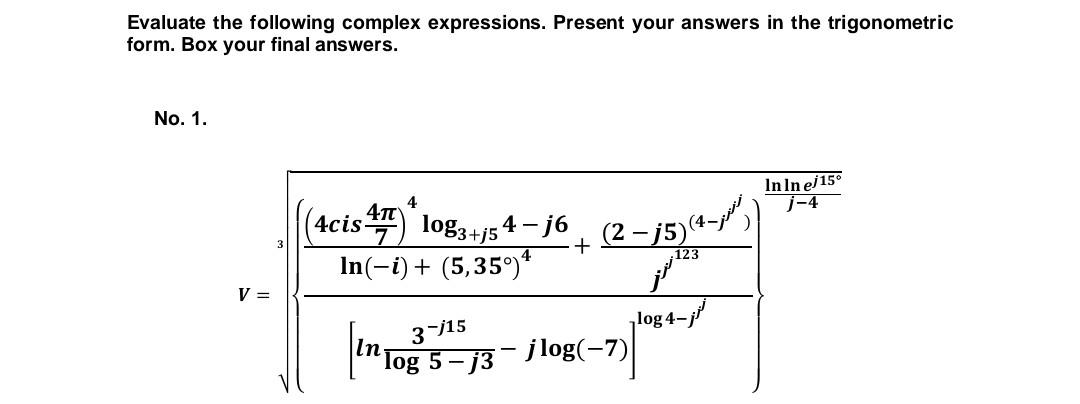 Solved Evaluate the following complex expressions. Present | Chegg.com