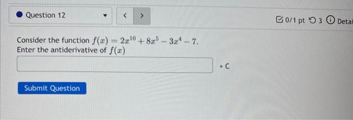 Solved f(x)=2x10+8x5−3x4−7. | Chegg.com