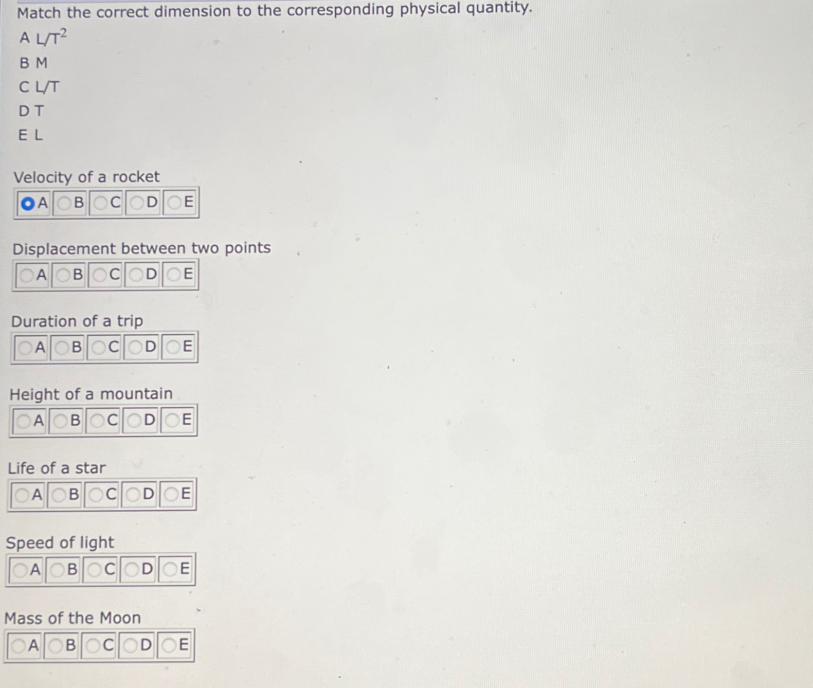 Solved Match the correct dimension to the corresponding | Chegg.com