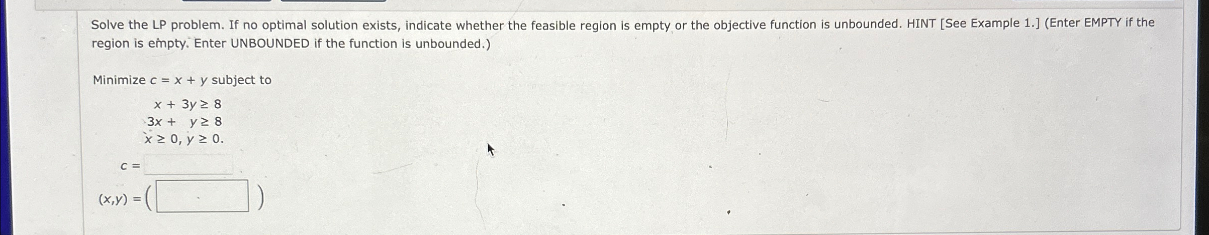 Solved Solve the LP problem. If no optimal solution exists, | Chegg.com