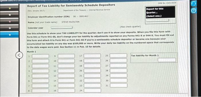 a. Complete Schedule B of Form 941 below for the | Chegg.com