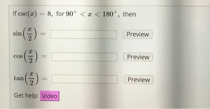 Solved If csc(x) = 8, for 90°