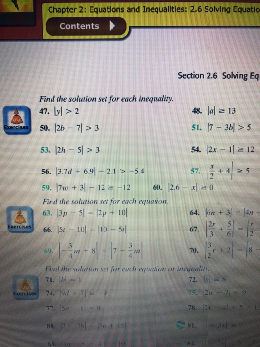 Solved Chapter 2: Equations and Inequal ities: 2.6 Solving | Chegg.com