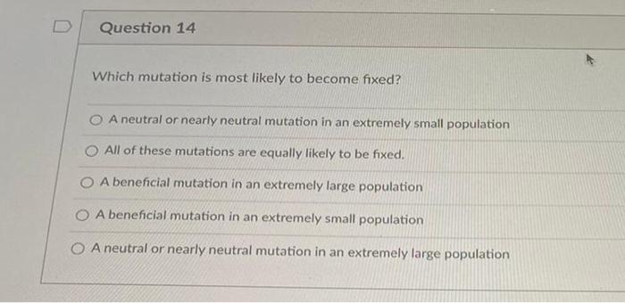Solved Question 14 Which mutation is most likely to become | Chegg.com
