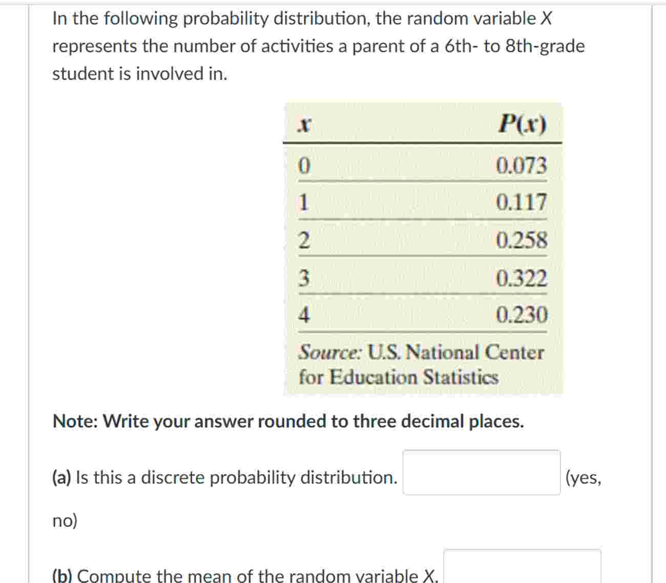 Solved In the following probability distribution, the random | Chegg.com