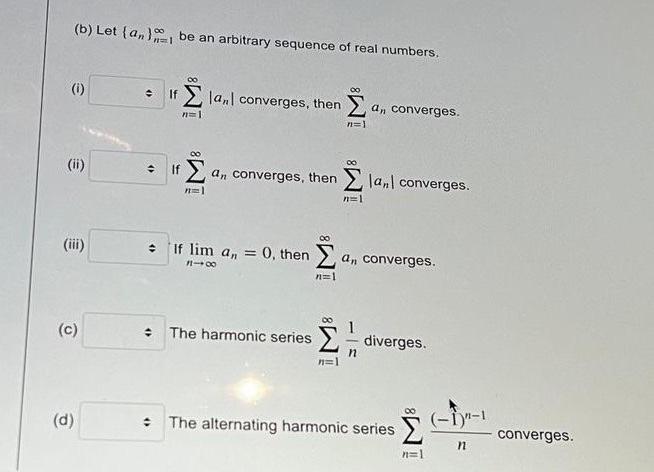 Solved (b) Let {an)be an arbitrary sequence of real numbers. | Chegg.com
