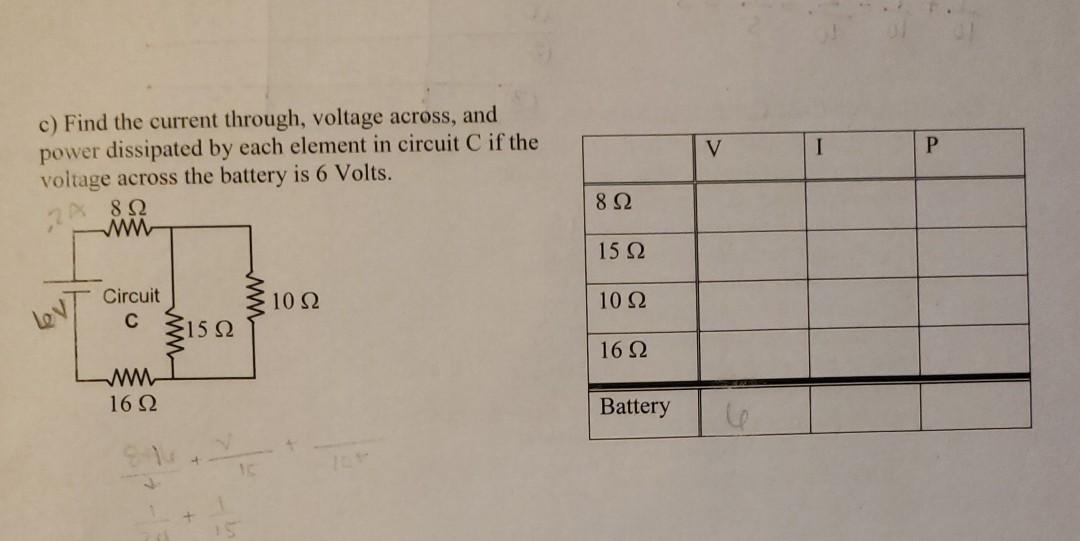 Solved V I Р C Find The Current Through Voltage Across