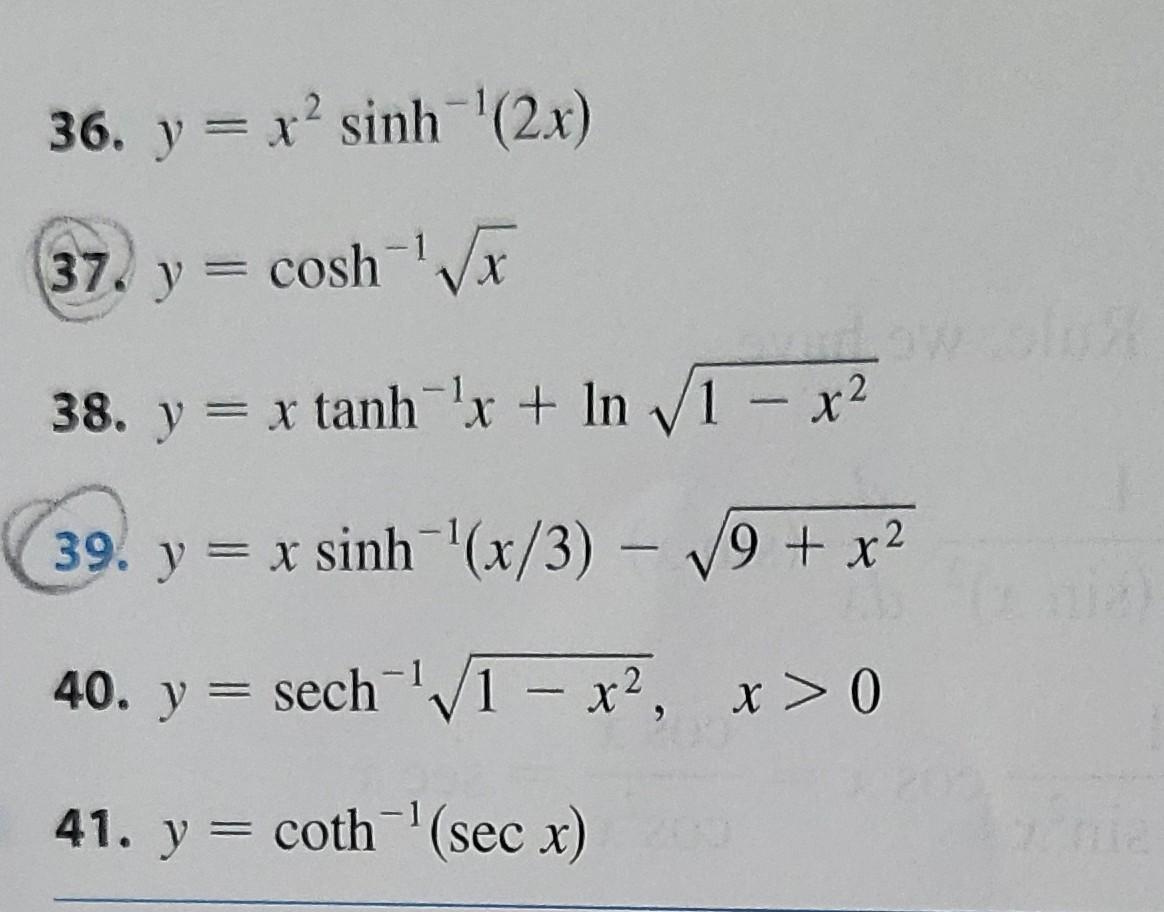 Solved 27. f(x) = x sinh x - cosh x 29. h(x) = In(cosh x) | Chegg.com