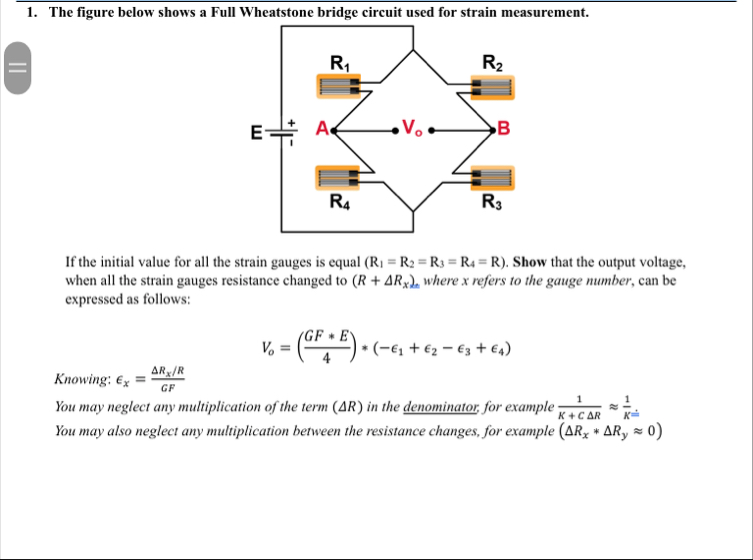 Solved The figure below shows a Full Wheatstone bridge | Chegg.com
