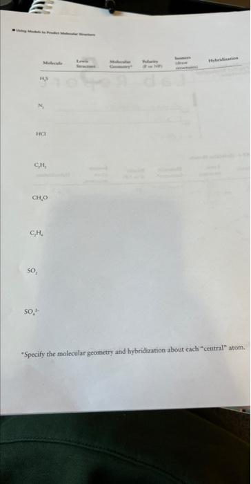 Using Models to predict molecular structureI need | Chegg.com