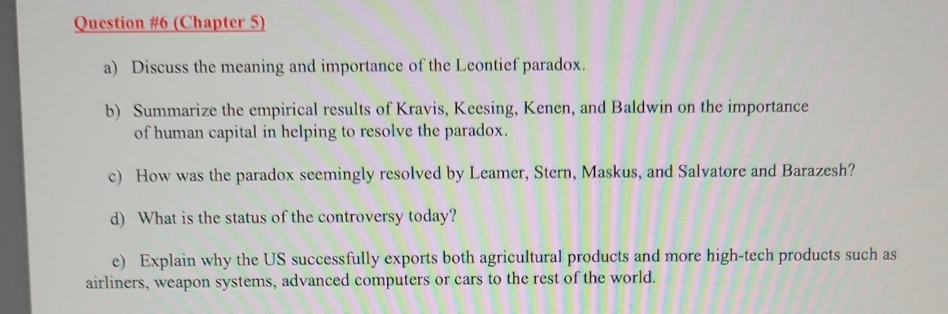 Solved Question #6 (Chapter 5) a) Discuss the meaning and | Chegg.com