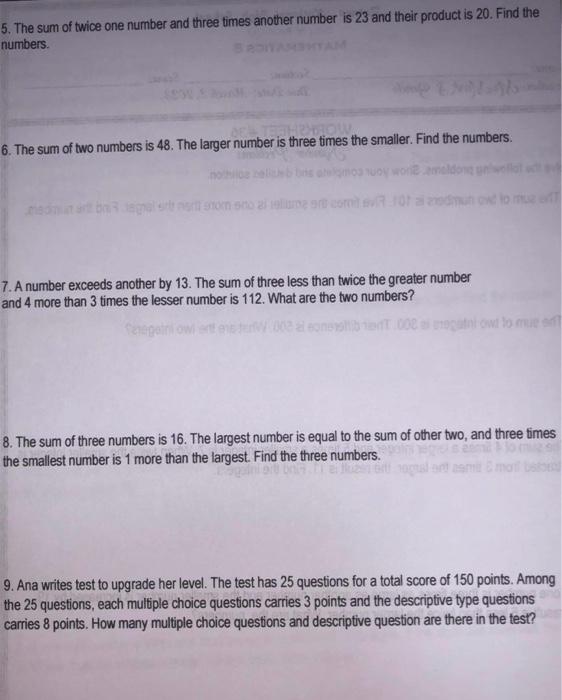 Solved Solve the following problems. Show your complete and | Chegg.com