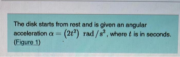 Solved The disk starts from rest and is given an angular | Chegg.com