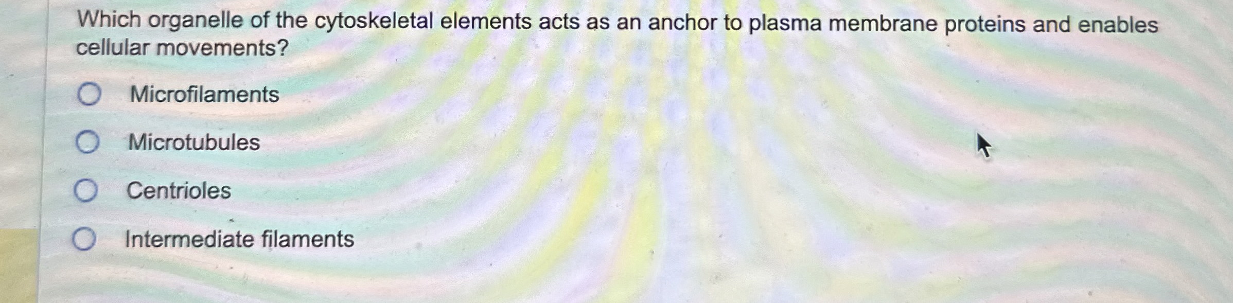 Solved Which organelle of the cytoskeletal elements acts as | Chegg.com
