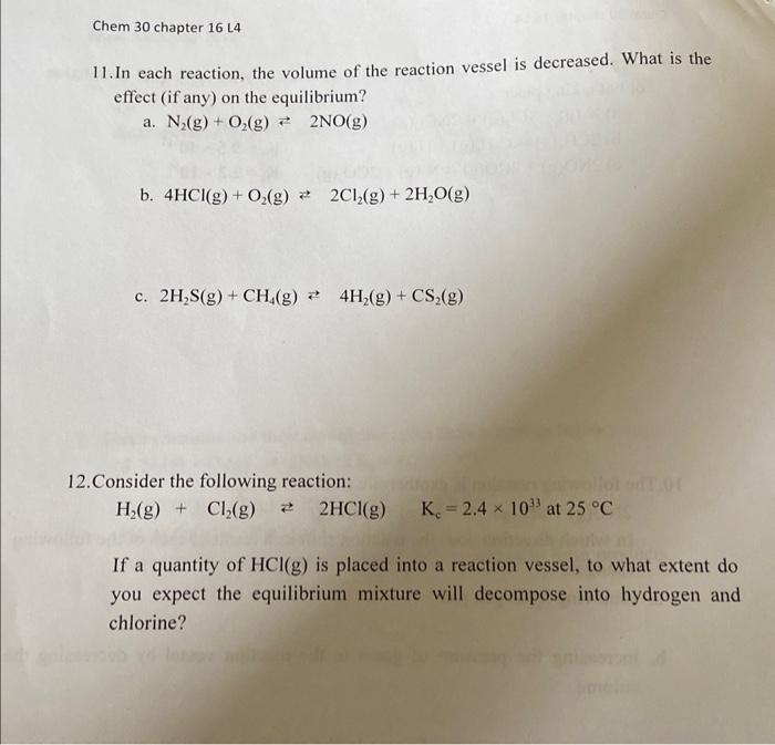Solved 11. In each reaction, the volume of the reaction | Chegg.com