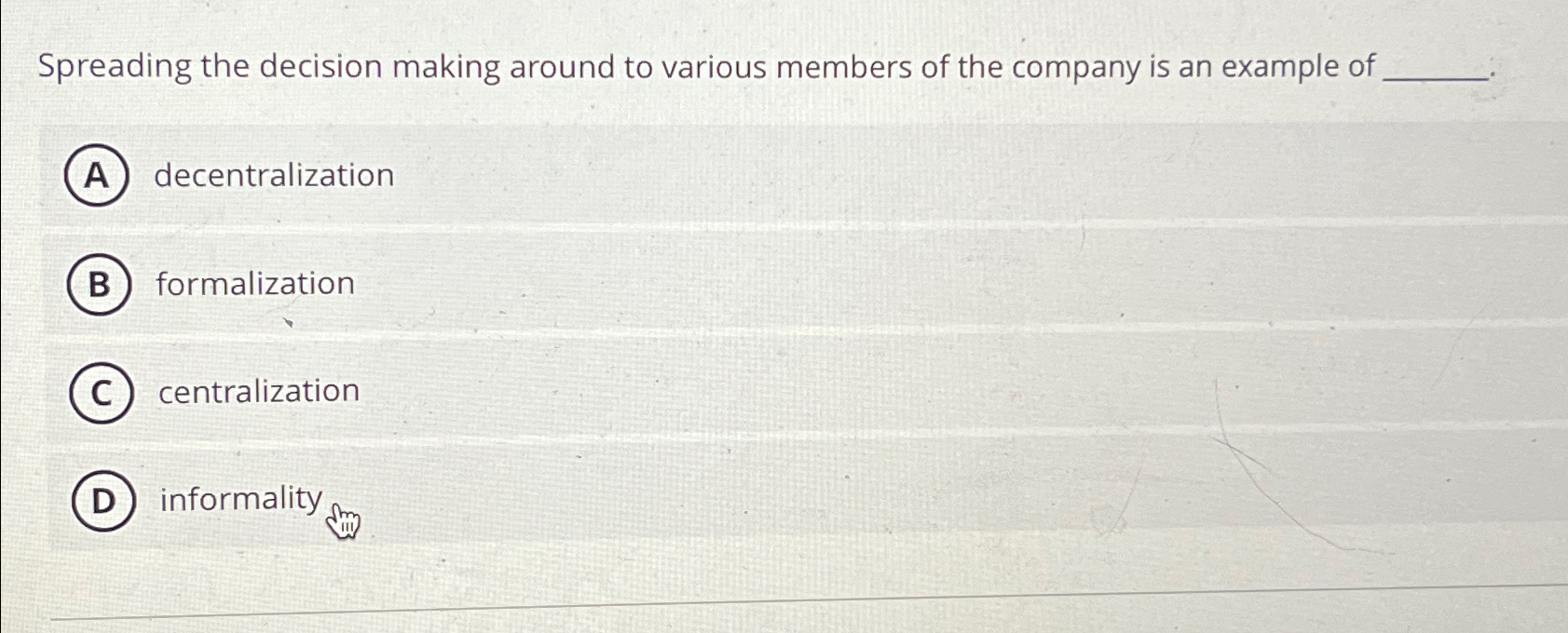 Solved Spreading the decision making around to various | Chegg.com