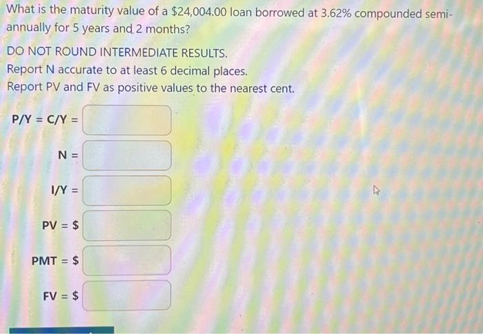 please fill in all values | Chegg.com