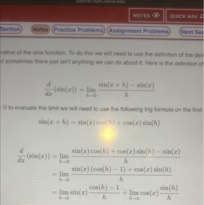 Solved how do we get (cos(h)-1) in the second step? and what | Chegg.com