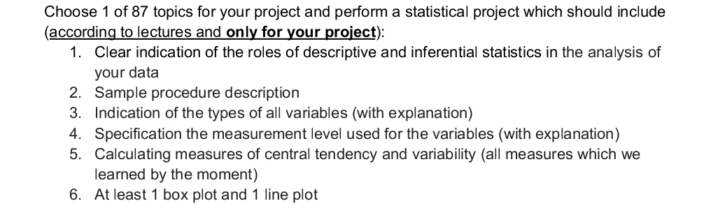 Solved statistical project on the topic "Most selling | Chegg.com