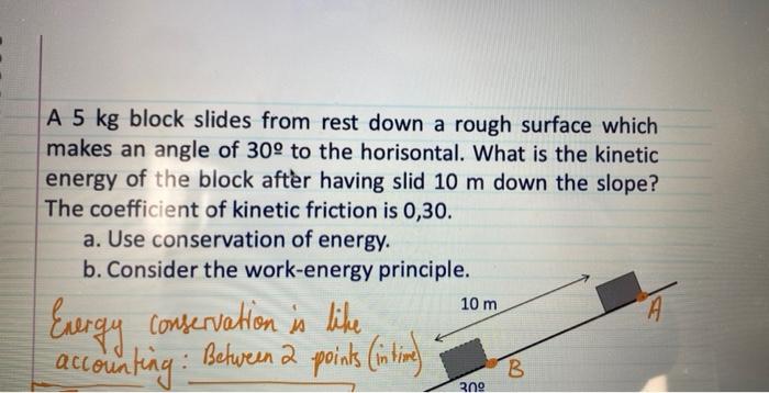 Solved A 5 kg block slides from rest down a rough surface | Chegg.com