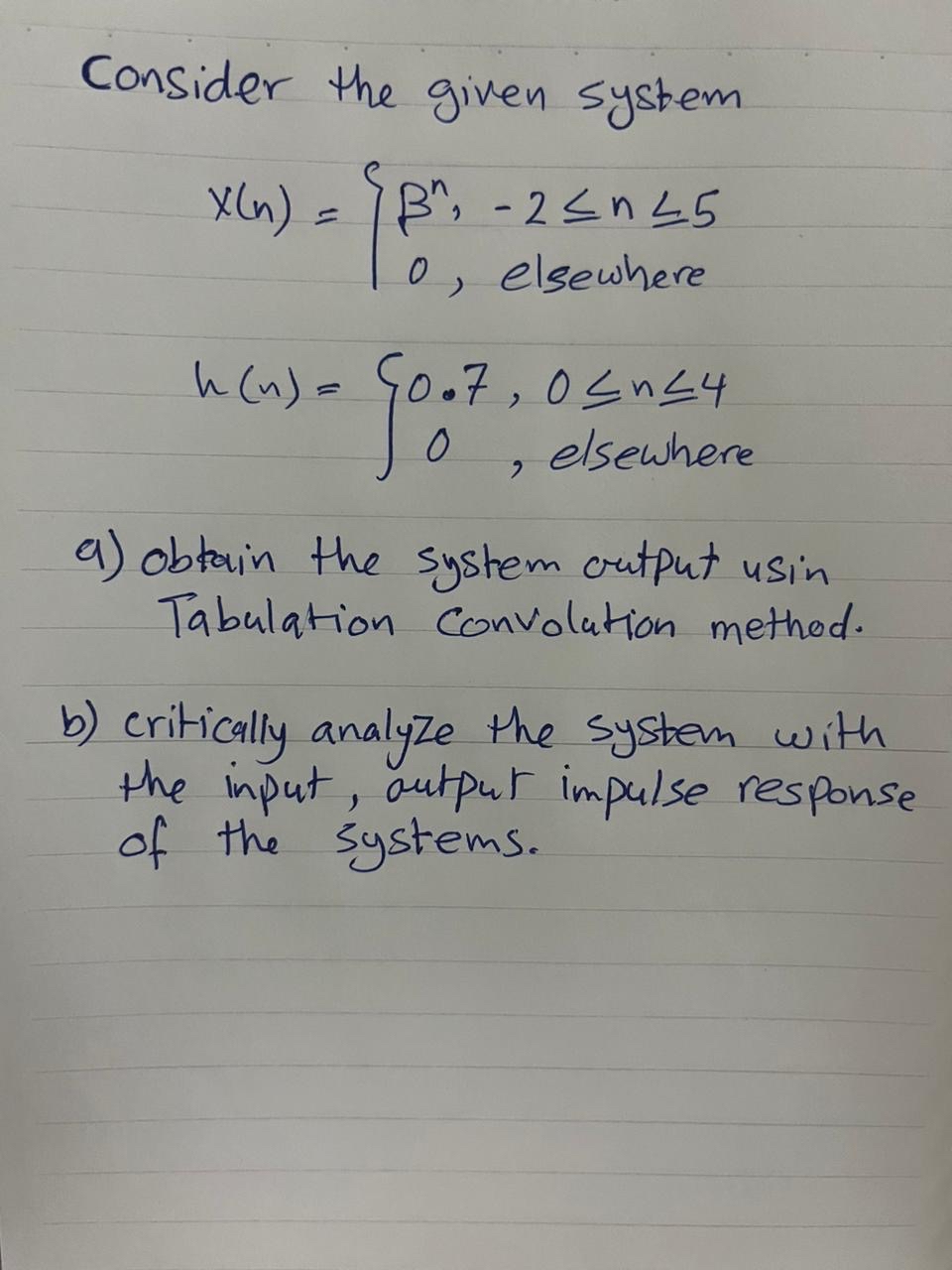 Solved Consider the given systemx(n)={βn,-2≤n≤50, ﻿elsewhere | Chegg.com