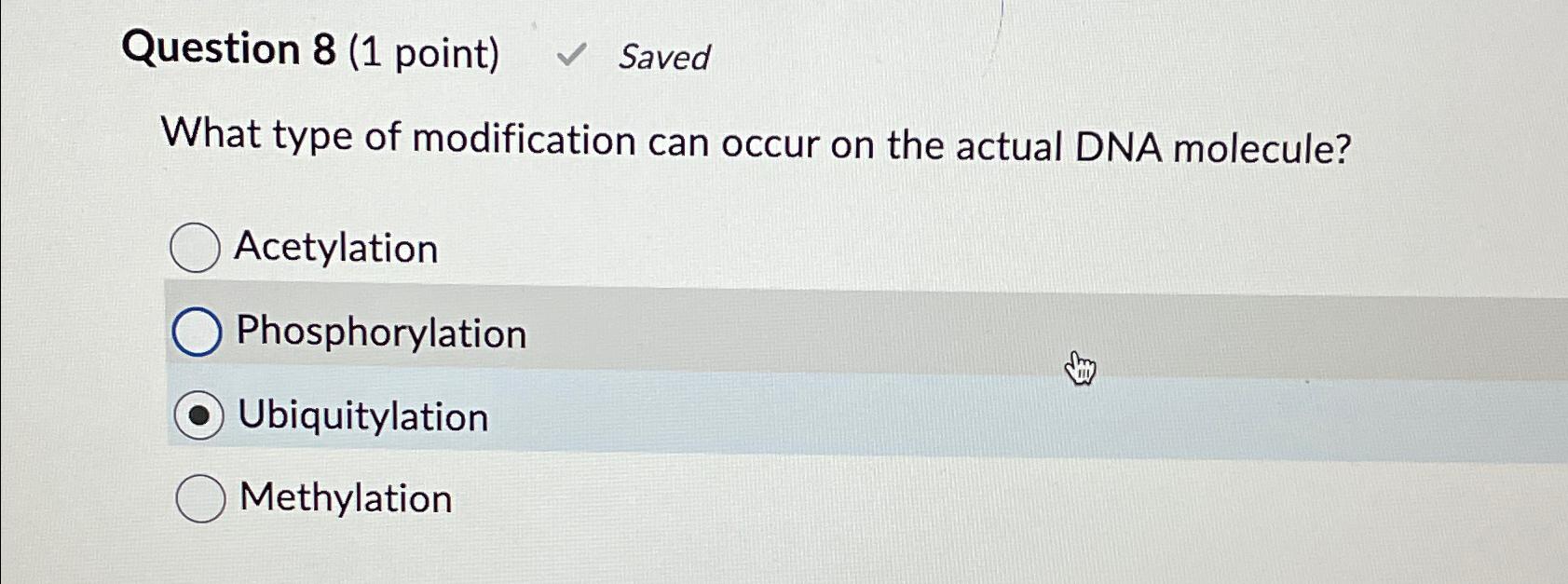Solved Question 8 (1 ﻿point) ﻿SavedWhat type of | Chegg.com