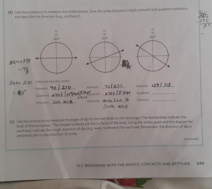 Solved (b) Use the protractor to measure the strikes below. | Chegg.com