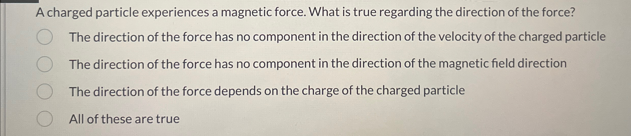Solved A charged particle experiences a magnetic force. What | Chegg.com
