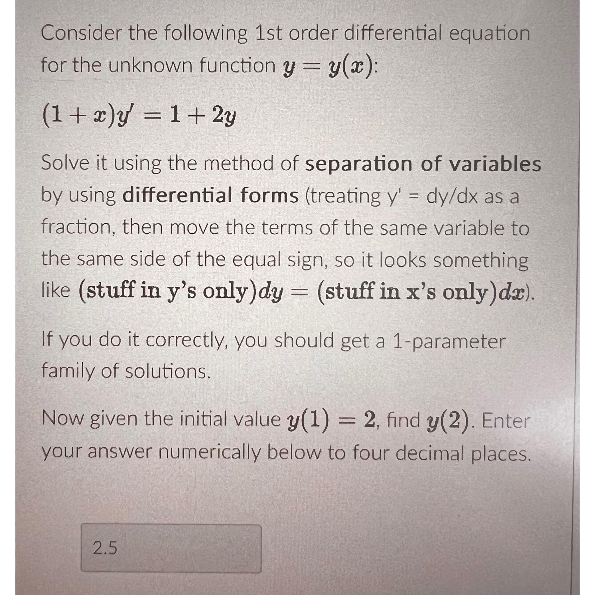 Solved Consider the following 1st order differential | Chegg.com